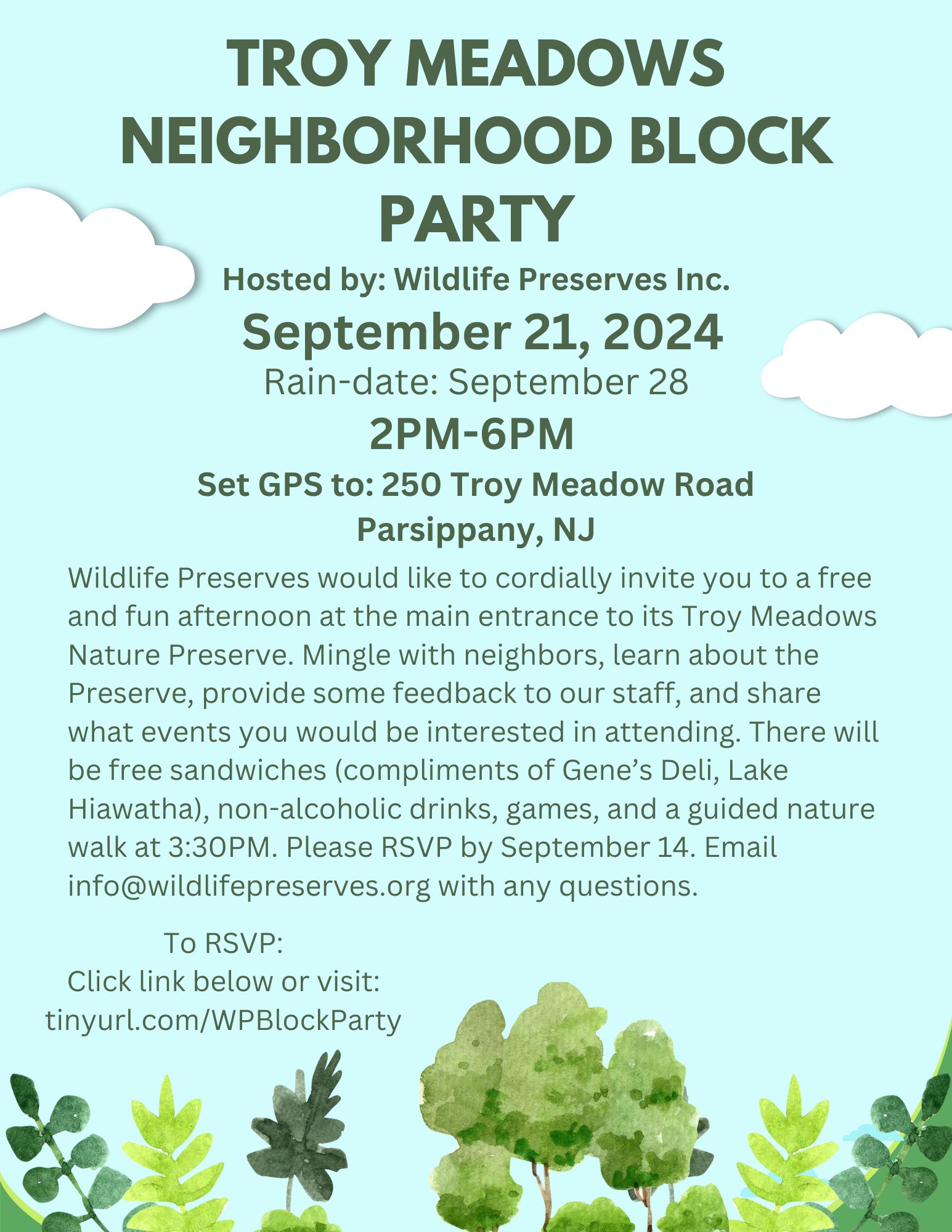 September 21: Troy Meadows neighborhood block party – Wildlife Preserves